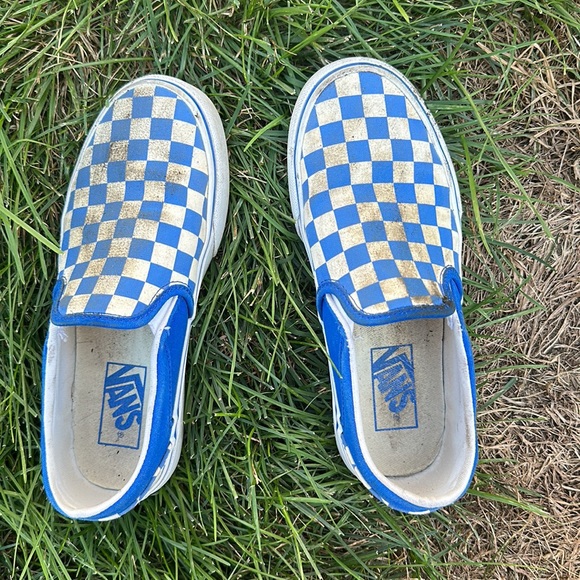 Shoes | Blue Checkered Vans | Poshmark